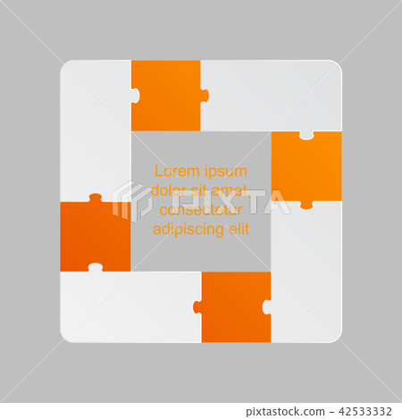 Four Orange Pieces Puzzle Infographic. 4 Steps. - Stock Illustration ...