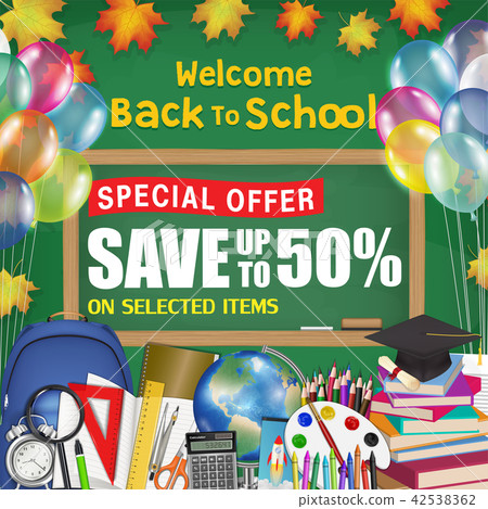 chalkboard back to school sale promotion poster - Stock Illustration ...