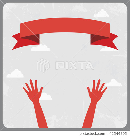 Banner poster with hands background template.... - Stock Illustration ...