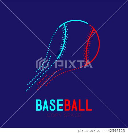 Baseball fly logo icon outline stroke set dash - Stock Illustration ...