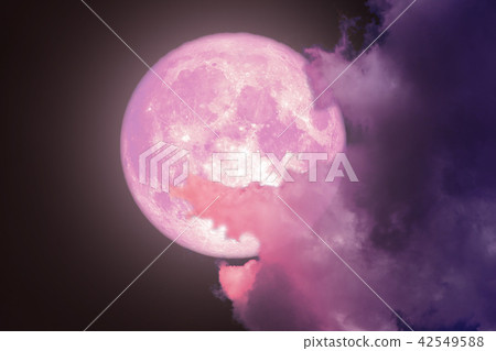 super full pink moon back silhouette night sky - Stock Illustration ...