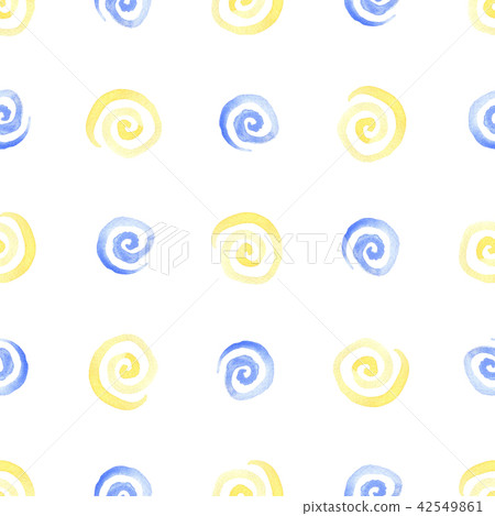 Watercolor pattern with yellow and blue spiral - Stock Illustration ...