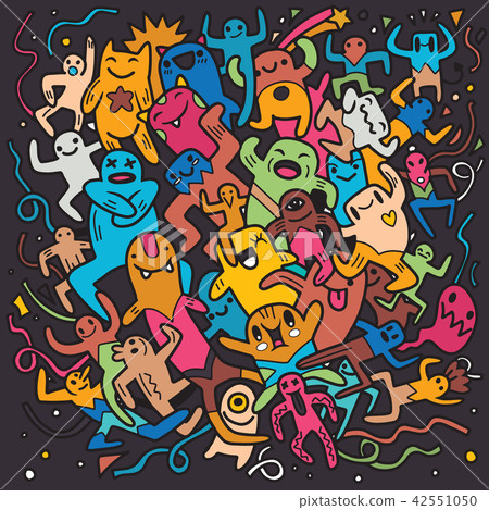 Hand drawing Doodle of Funny party people -插圖素材 [42551050] - PIXTA圖庫