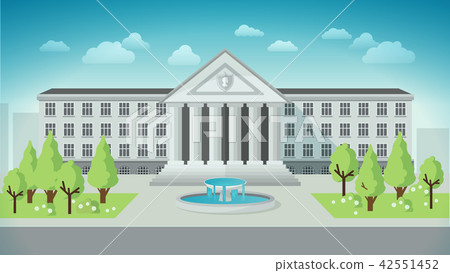 Front view of university or government building... - Stock Illustration ...