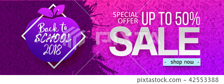 Sketch purple and Back to school banner - Stock Illustration [42553388 ...