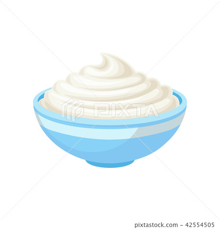 Sour cream in a bowl, healthy fresh dairy... - Stock Illustration ...