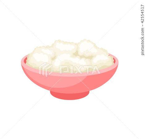 Cottage cheese in a bowl, healthy fresh dairy... - Stock Illustration ...