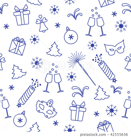 Seamless pattern with new year symbols - Stock Illustration [42555636 ...