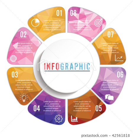 Vector connected polygon infographic diagram. - Stock Illustration ...