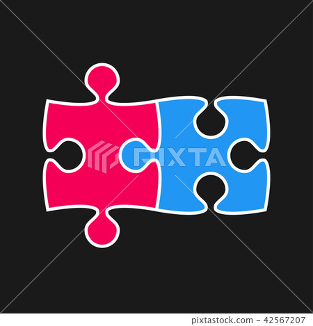 Two Piece Puzzle. 2 Step. Jigsaw. Logo. - Stock Illustration [42567207 ...