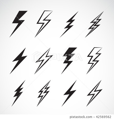 Vector of thunder lightning flat icons set. - Stock Illustration ...