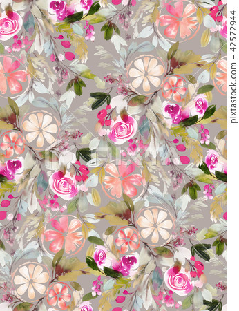 Seamless summer pattern with watercolor flowers - Stock Illustration ...