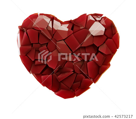 Heart made of plastic shards red color isolated... - Stock Illustration ...