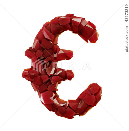 Euro sign made of plastic shards red color...-插圖素材 [42573219] - PIXTA圖庫