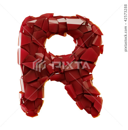 Alphabet made of plastic shards red color... - Stock Illustration ...