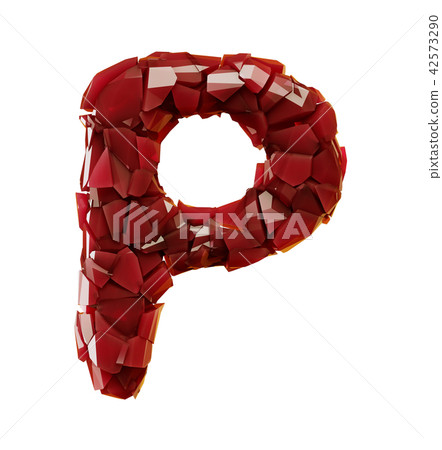 Alphabet made of plastic shards red color... - Stock Illustration ...