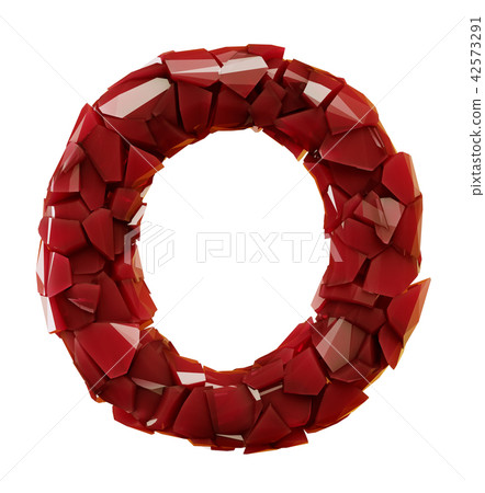Alphabet made of plastic shards red color... - Stock Illustration ...