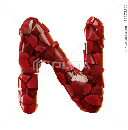 Alphabet made of plastic shards red color... - Stock Illustration ...