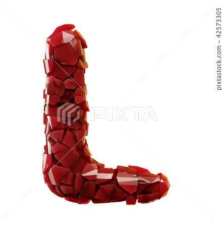 Alphabet made of plastic shards red color... - Stock Illustration ...