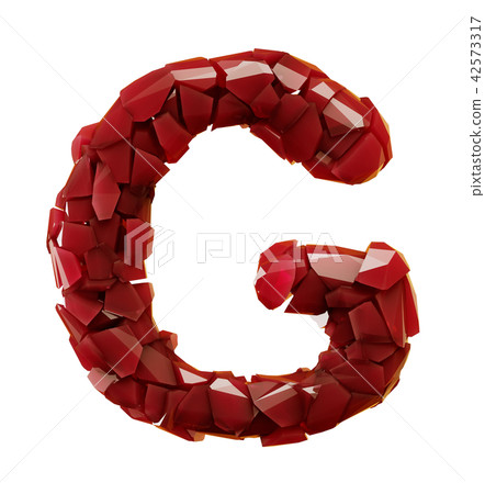 Alphabet made of plastic shards red color... - Stock Illustration ...