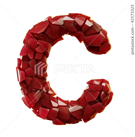 Alphabet made of plastic shards red color... - Stock Illustration ...