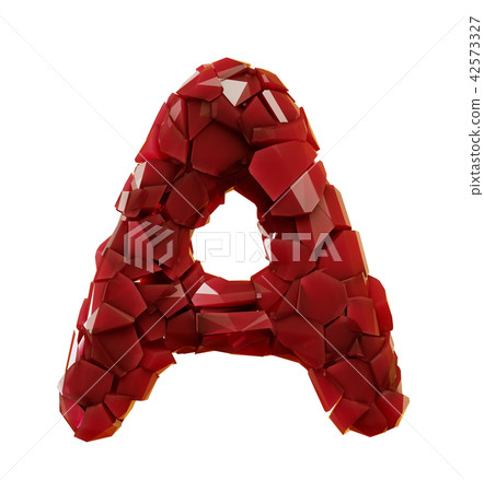 Alphabet made of plastic shards red color... - Stock Illustration ...