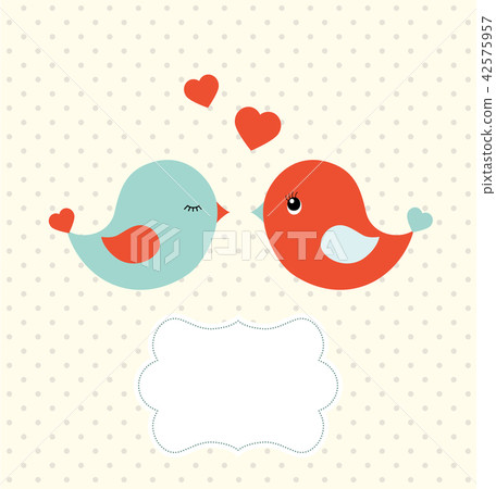 Abstract template with two cute birds - Stock Illustration [42575957 ...