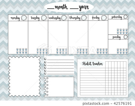 Empty weekly planner, gray chevron - Stock Illustration [42576191] - PIXTA