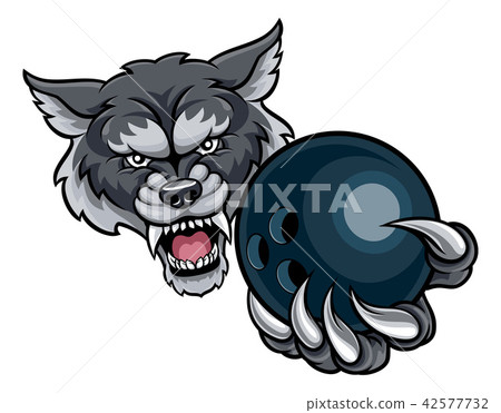 Wolf Holding Bowling Ball Mascot - Stock Illustration [42577732] - PIXTA
