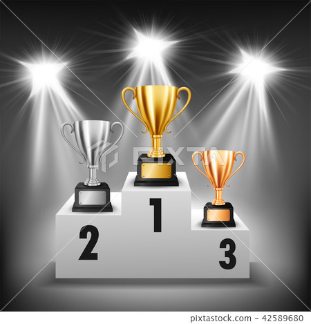 Winner Podium with 3 trophies - Stock Illustration [42589680] - PIXTA