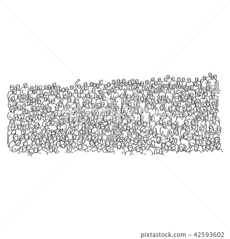 outline crowd of people on stadium vector - Stock Illustration ...