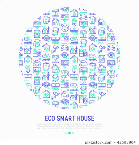 Eco smart house concept in circle - Stock Illustration [42593904] - PIXTA