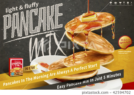Delicious fluffy pancake ads - Stock Illustration [42594702] - PIXTA