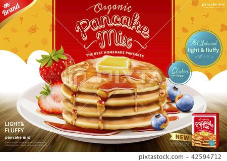 Delicious fluffy pancake ad - Stock Illustration [42594712] - PIXTA