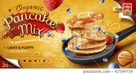 Delicious fluffy pancake ad - Stock Illustration [42594739] - PIXTA
