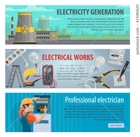 Vector electricity and energy power banners - Stock Illustration ...