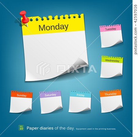 Colorful Paper note week concept - Stock Illustration [42597016] - PIXTA