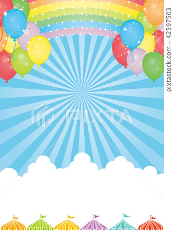 Event background Rainbow and balloons Clouds... - Stock Illustration ...