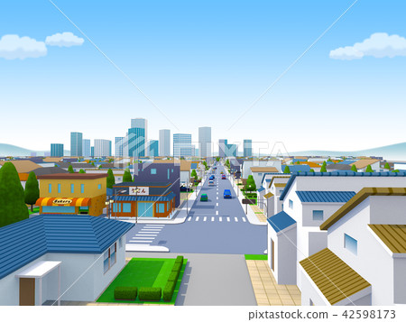 Residential area town house - Stock Illustration [42598173] - PIXTA