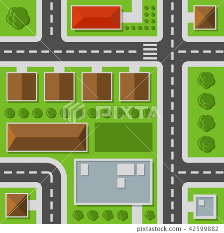 City Top View. Town Map Seamless Pattern. Vector - Stock Illustration ...