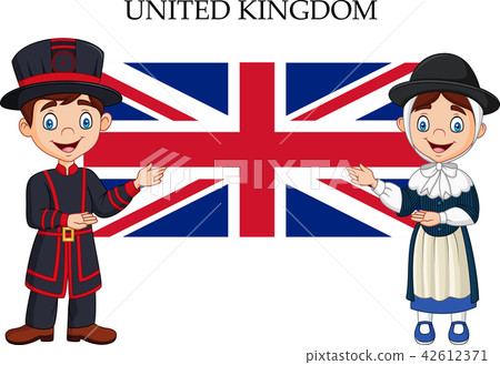Cartoon United Kingdom couple wearing traditional - Stock Illustration ...