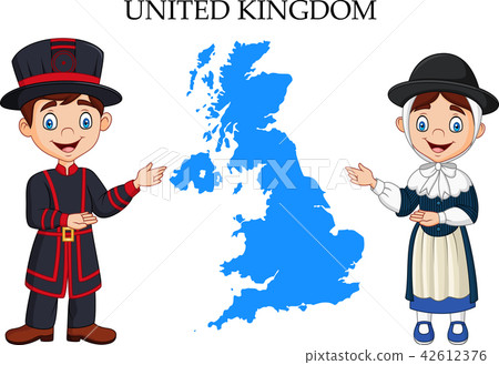 Cartoon United Kingdom couple wearing traditional - Stock Illustration ...