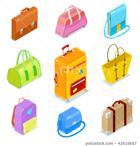 isometric bags ans suitcases - Stock Illustration [42618687] - PIXTA