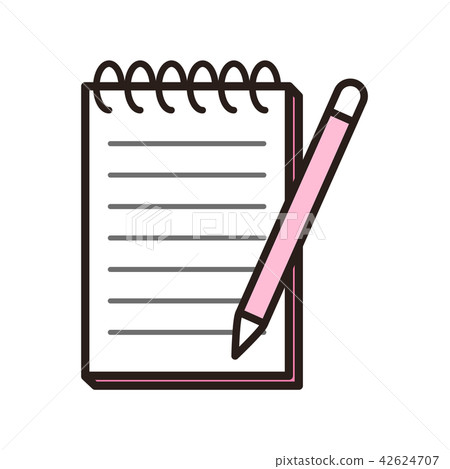 Pink note and pen - Stock Illustration [42624707] - PIXTA