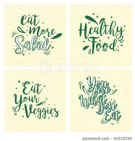 Organic healthy food text design collection - Stock Illustration ...