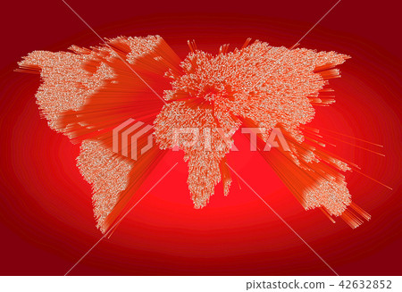 extruded red world map consisting of points - Stock Illustration ...