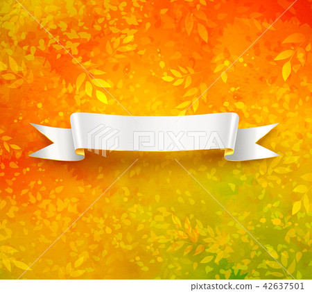 Scroll banner on autumn background - Stock Illustration [42637501] - PIXTA