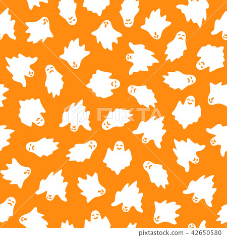 Set of Halloween ghosts on orange background - Stock Illustration ...