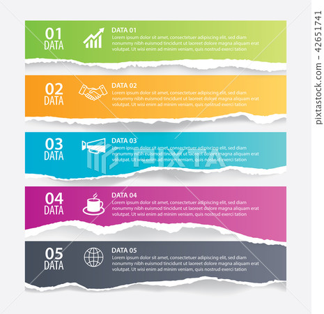 Infographics torn paper with 5 data template. Vect-插圖素材 [42651741 ...