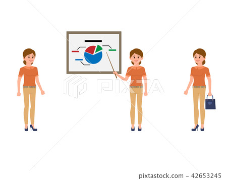 Woman standing, making presentation character - Stock Illustration ...